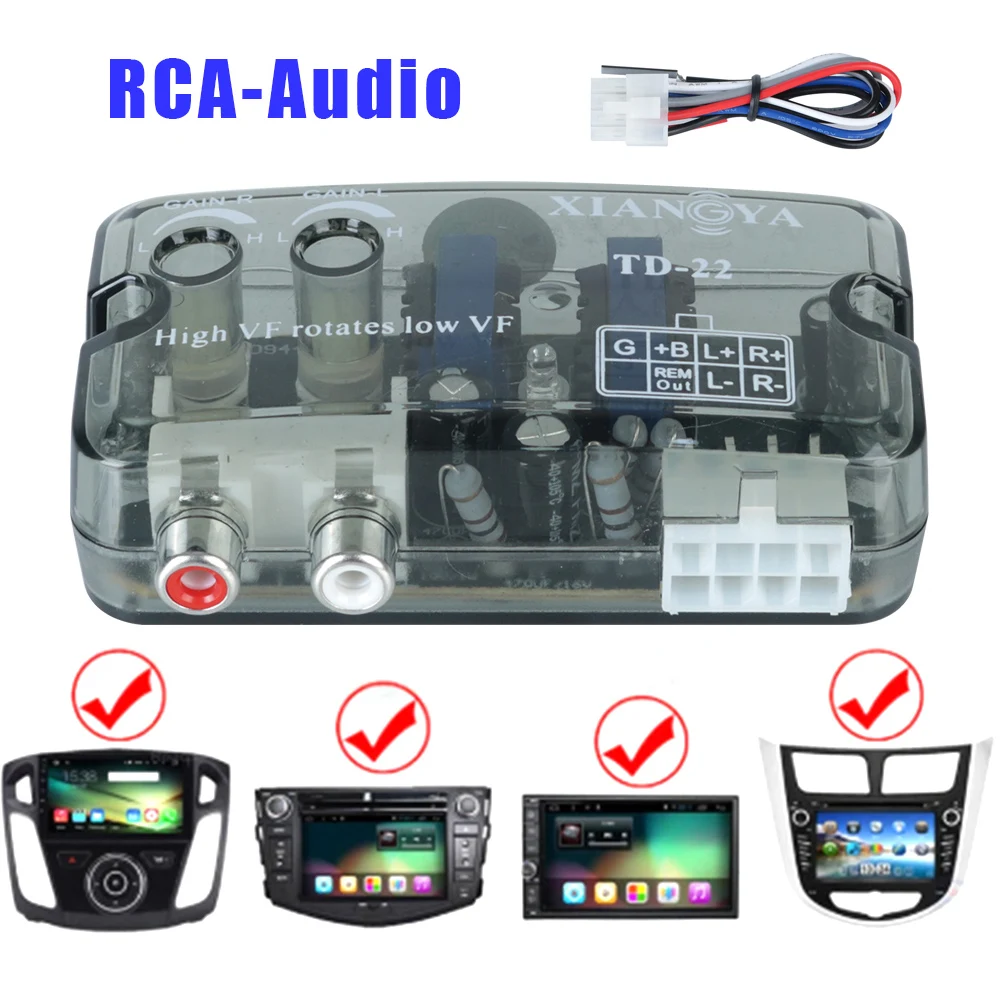 12V-Car-Audio-Stereo-Converter-Auto-Speaker-Level-RCA-Adapter-High-To ...