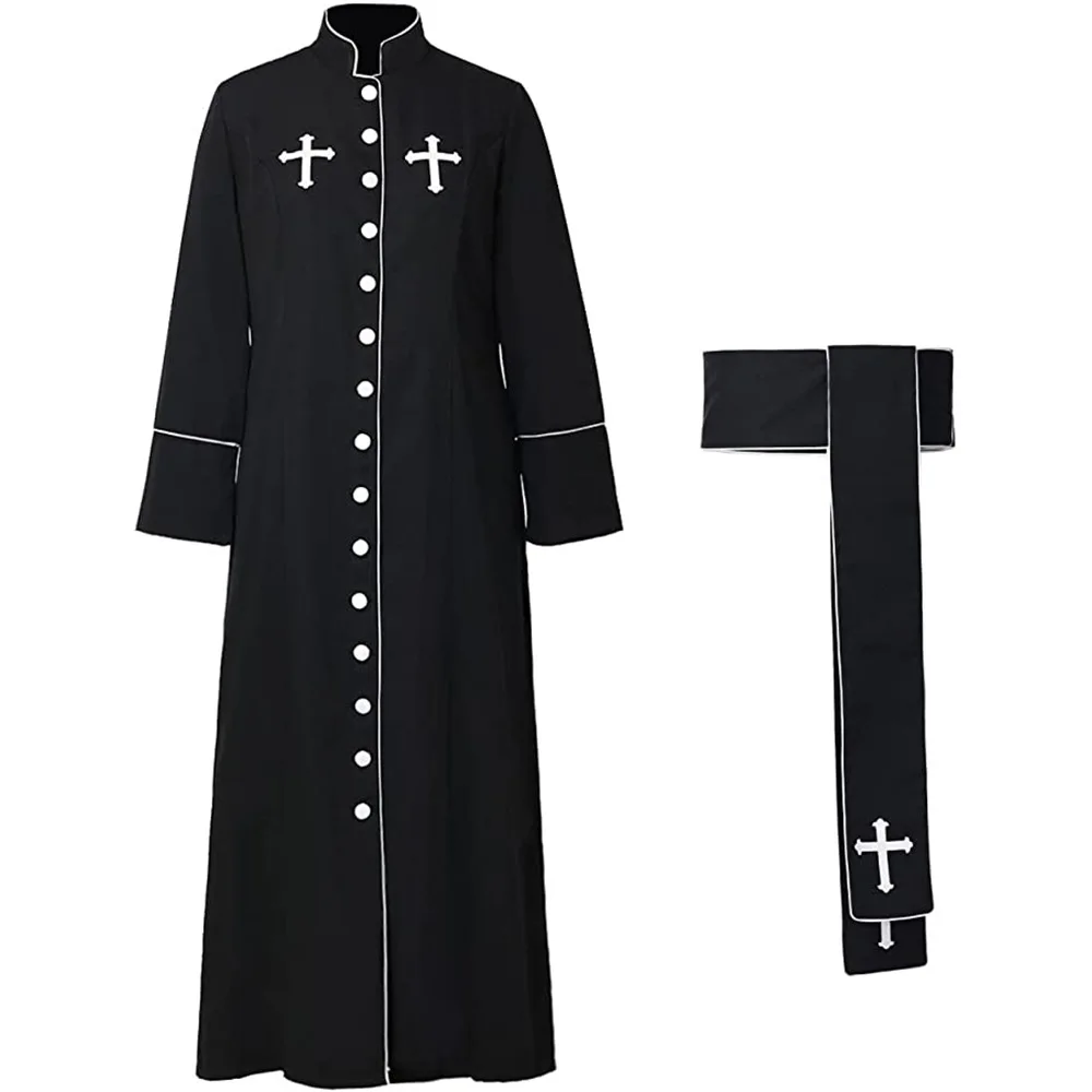 Clergy-Cassock-Robe-for-Women-Church-Pastor-Priest-Cross-Costume-Roman ...