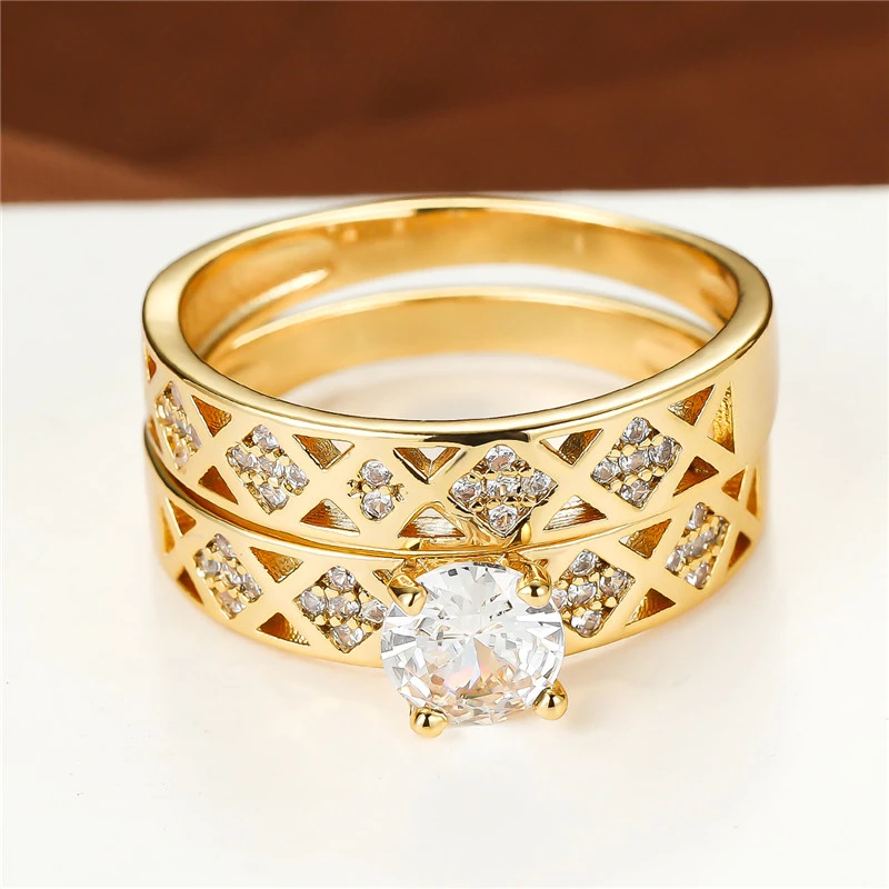 Zircon Bridal Ring Sets | Stone Bridal Ring Sets | Zircon Wedding Rings ...