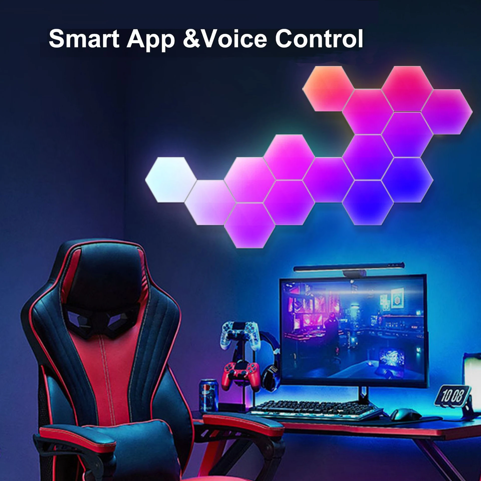 RGB LED Quantum Lamp Hexagon Light Touch Sensor RGBW LED Wall Lamp LED ...