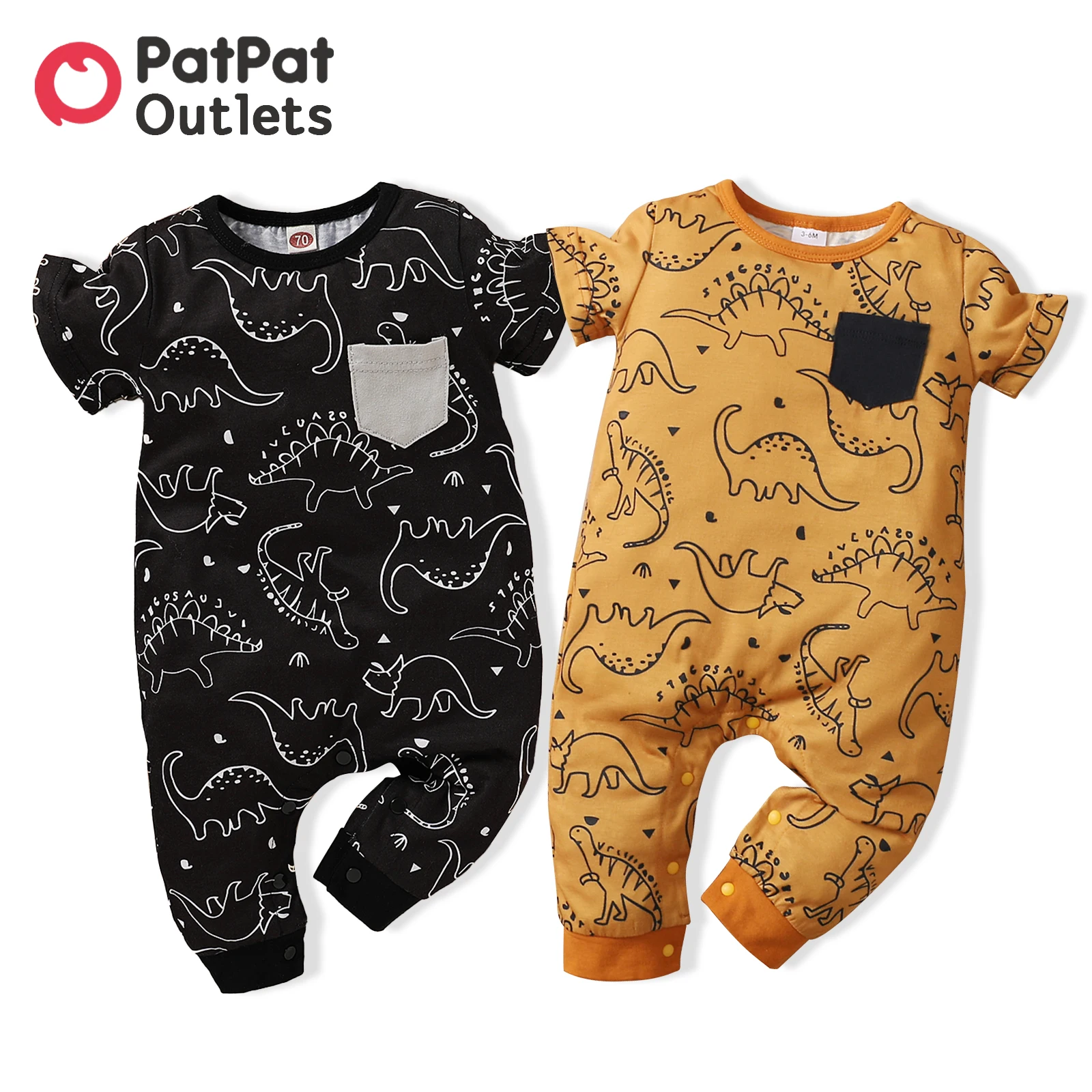 Patpat bebê menino roupas recém nascidos macacão de manga curta preto ...