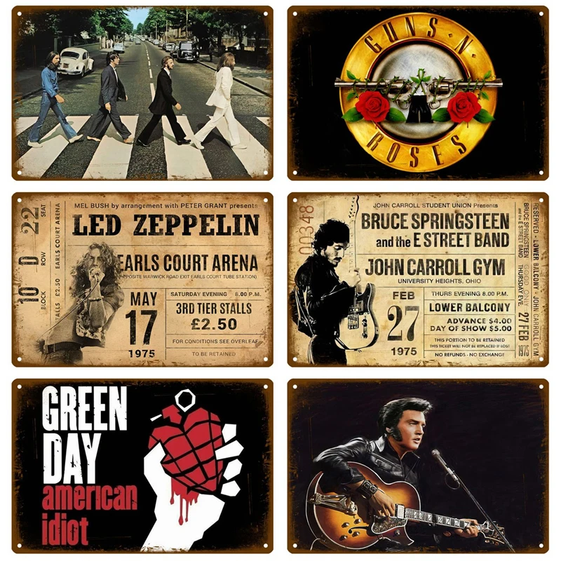 Metal Sign Rock Band Tin Sign Singer Band Wall Art Poster Club Pub Bar ...