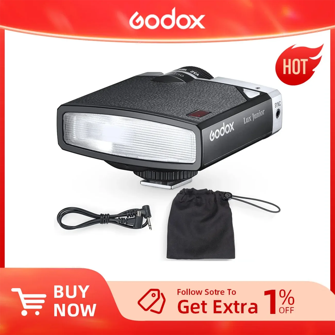 Godox-GN12-Lux-Junior-Camera-Flash-6000K-200K-7-Levels-Flash-Speedlite ...