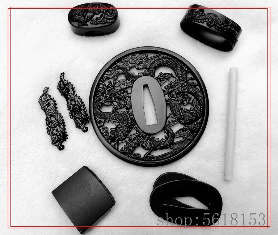 Aloy dragon tsuba fuchi menuki Seppa Habaki Bamboo Nail for japanese ...