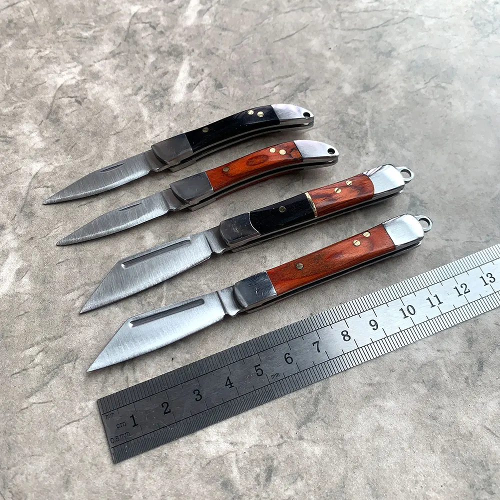 Mini-Stainless-Steel-Sharp-Folding-Knife-Wooden-Handle-Pocket-Survival ...