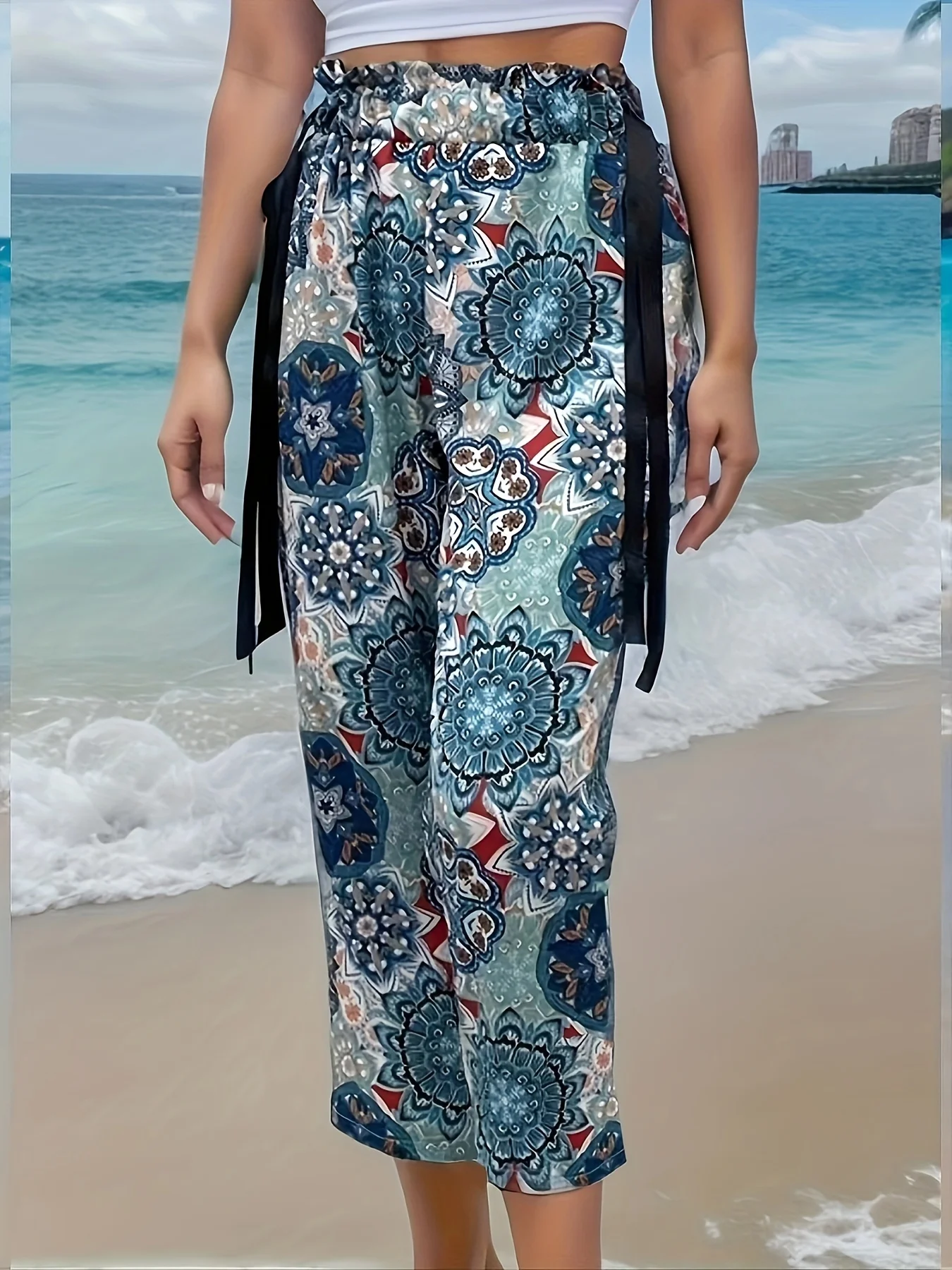 Bohemia-Elastic-waist-Mandala-Print-Wide-Leg-Drawstring-Pants-Boho ...