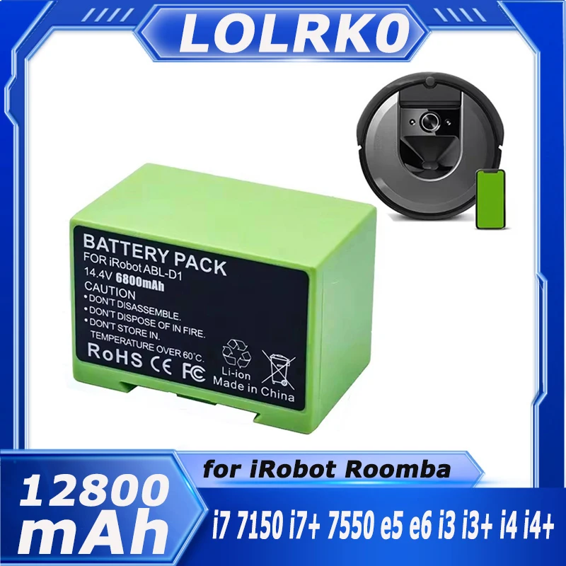 12800mAh Battery for iRobot Roomba i7 i7+ 7150 7158 7556 7558 i3 i3+ i4 ...