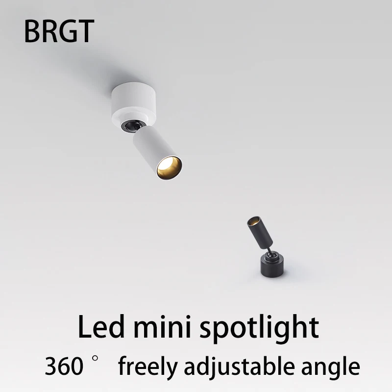 BRGT Led Mini Spotlights Surface Mounted Spot Light 3W 360 ° Adjustable ...