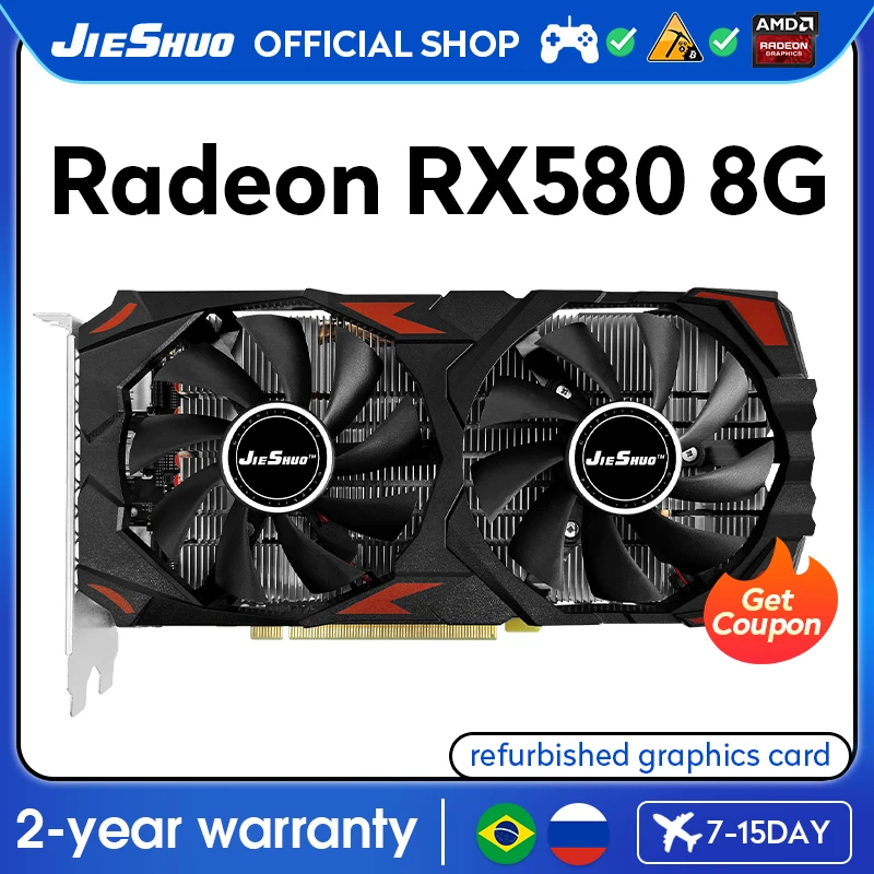 JIESHUO-Video-card-AMD-RX-580-8GB-2048SP-Gaming-graphics-card-GDDR5 ...