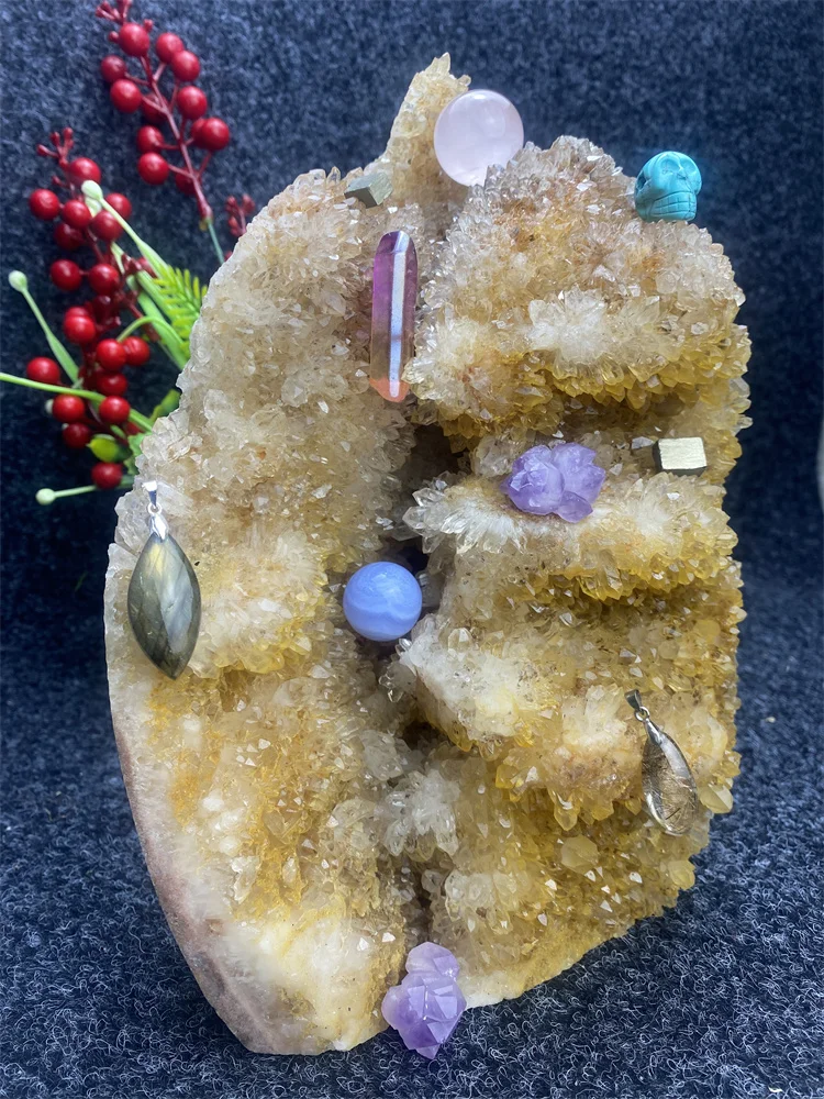 Natural-Rare-White-Yellow-Quartz-Crystal-Clusters-Mineral-Specimens ...