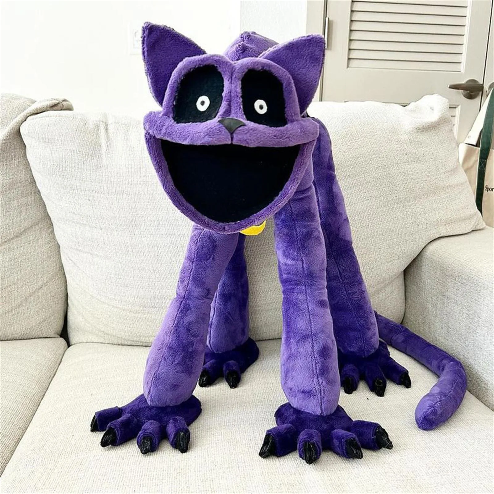 New-Smiling-Purple-Cat-Plush-Toy-Smiling-Animal-Big-Mouth-Monster-Long ...