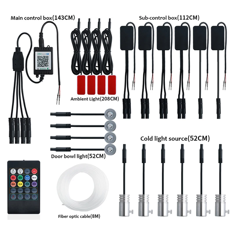 14 In 1 Car Interior Atmosphere Rgb Led Lights Strip With App/remote ...