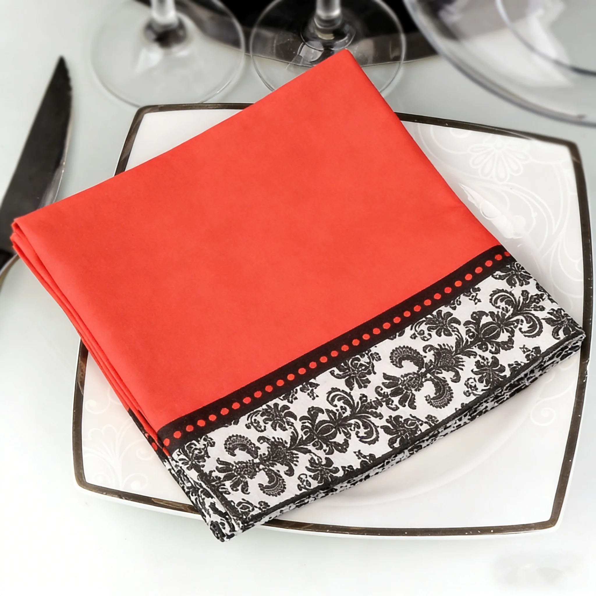100pcs Gold Edge Disposable Paper Napkins 33x33cm 2-Ply Dinner Napkins ...
