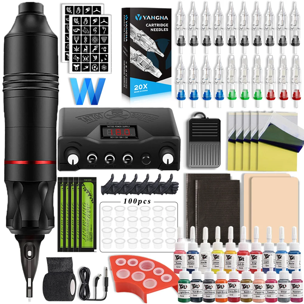 Kit-de-tatuagem-profissional-caneta-rotativa-com-fonte-de-alimenta-o ...