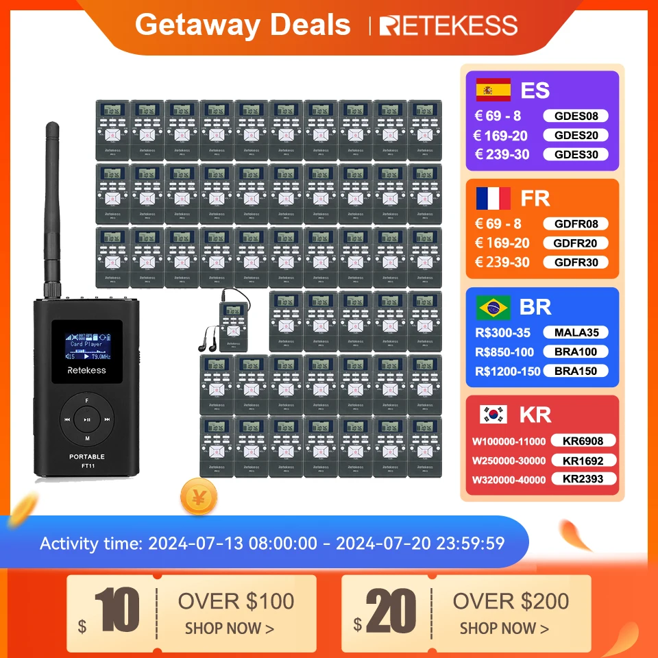 Retekess-Wireless-Tour-Guide-Audio-System-FT11-FM-Transmitter-PR13-FM ...