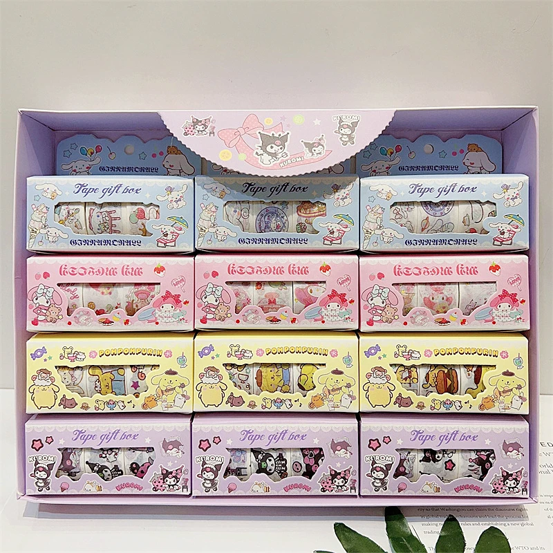 4roll-box-Sanrio-Guka-Handbook-Tape-Stickers-Kawaii-Kuromi-Melody ...