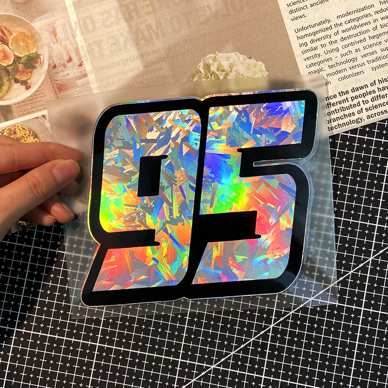 Holographic Carbon Effect Number 95 Reflective Motorcycle Stickers for ...
