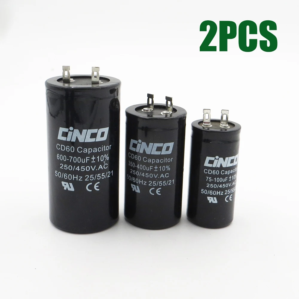Motor Start Run Capacitor CD60 2pcs 75MF 100MF 150MF 200MF 250MF 300MF ...