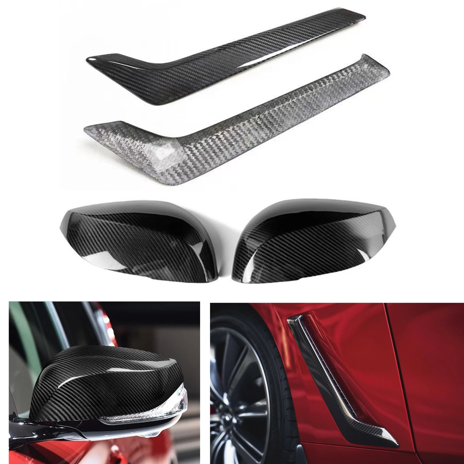 Carbon-Fiber-Car-Side-Fender-Air-Vent-Trim-Rear-View-Side-Mirror-Cover ...