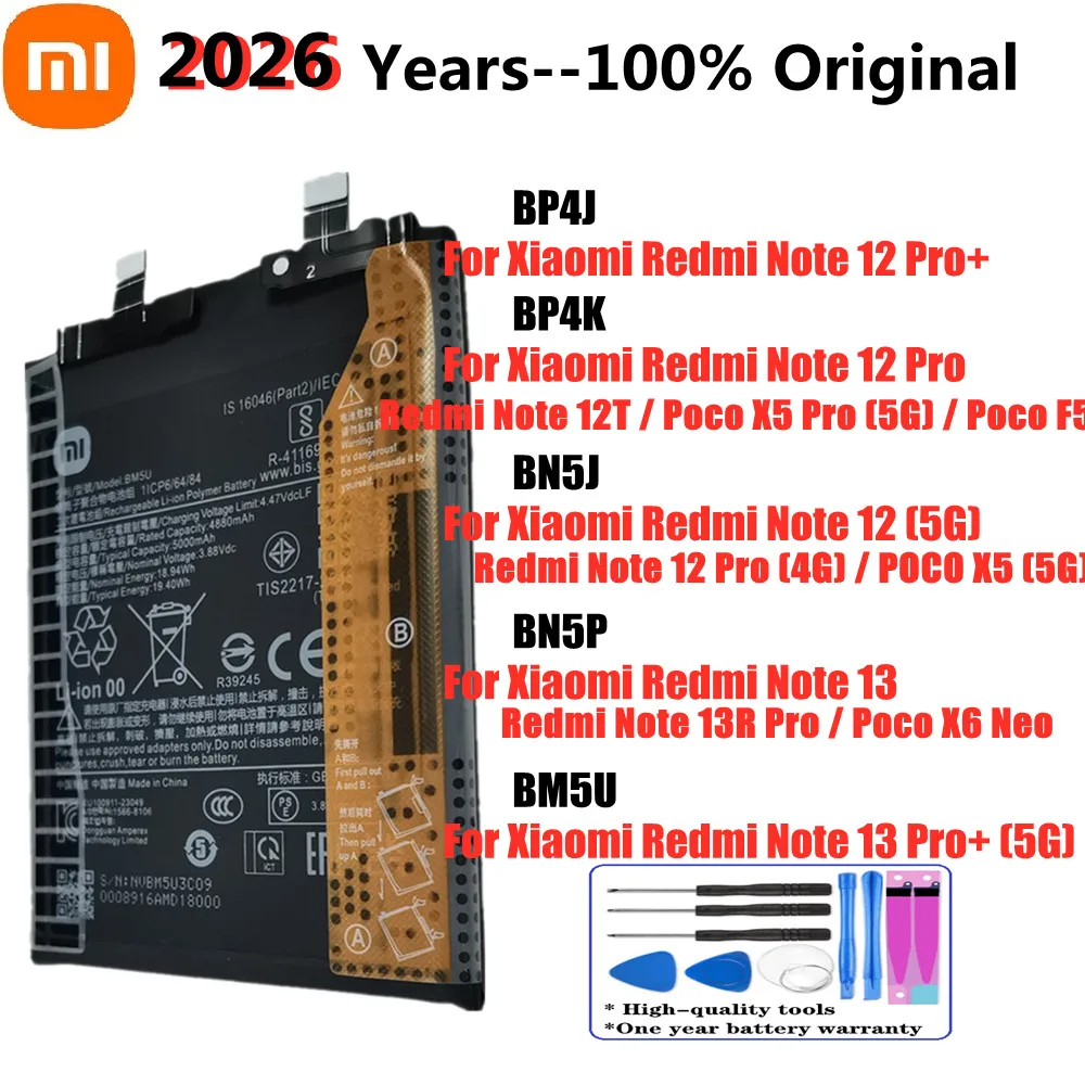 BP4J BP4K BM5U BN5P BN5J Original Battery For Xiaomi Mi Poco X5 Pro ...