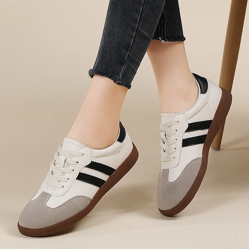 Sapatilhas-de-couro-cl-ssicas-femininas-sapatos-baixos-de-luxo ...