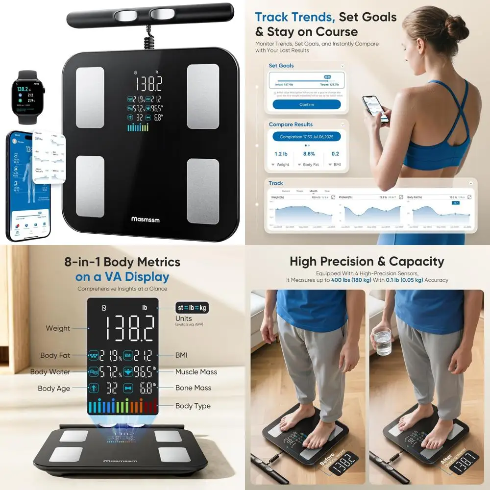 Digital Scale with 8 Electrodes, FSA & HSA Eligible, Large Display, 28 ...