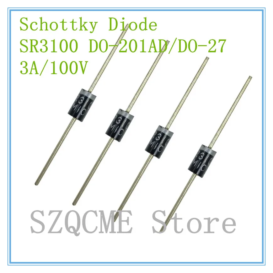 50PCS-SR3100-SB3100-3A-100V-Schottky-Diode-VF-0-85V-DO-201AD-DO-27 ...