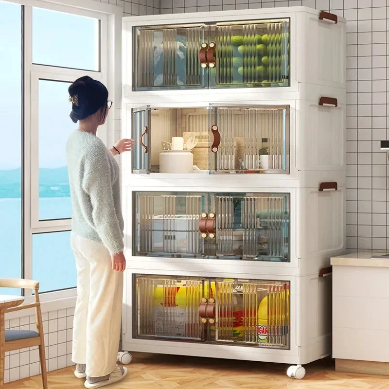 Folding-Plastic-Storage-Bins-with-Lids-Stackable-Cabinet-Organizer-with ...