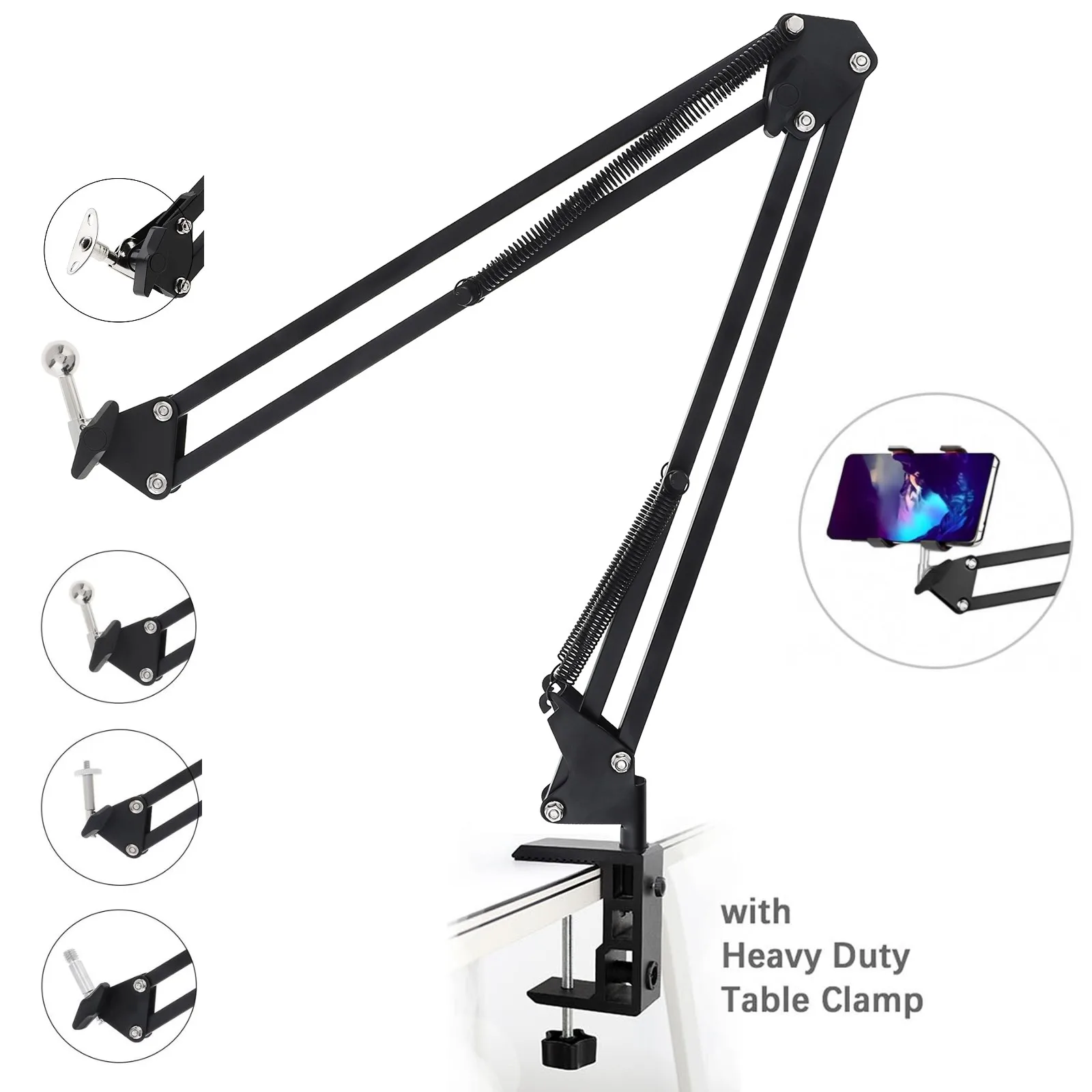 Table Mount Clamp Holder Metal Swing Arm Stand Table Mount Boom Arm ...