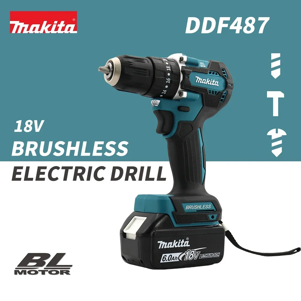 🛠️ Original Makita DDF487 Cordless Driver Drill Brushless Electric ...