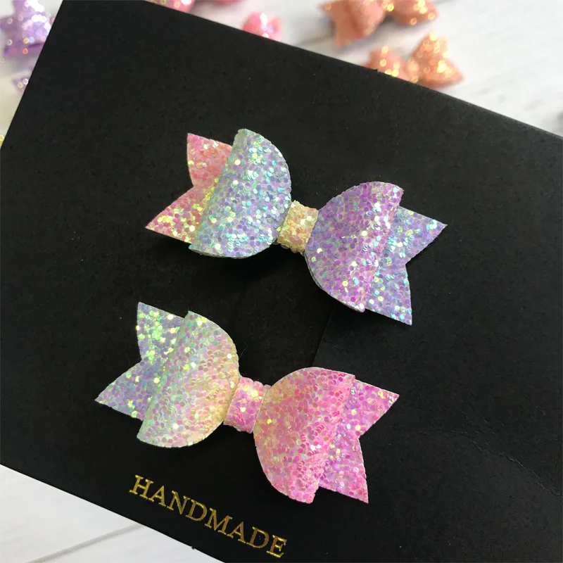 2pcs-Handmade-Mini-Sequins-Litlle-Girls-Hair-Bows-Clips-Shiny-Glitter ...
