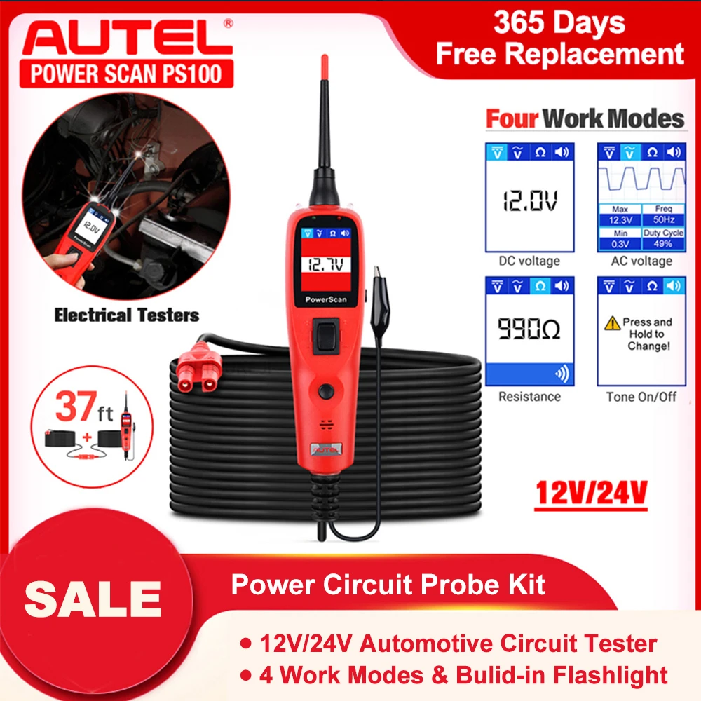 Autel Powerscan Ps100 Automotive Circuit Tester Power Circuit Probe Kit ...