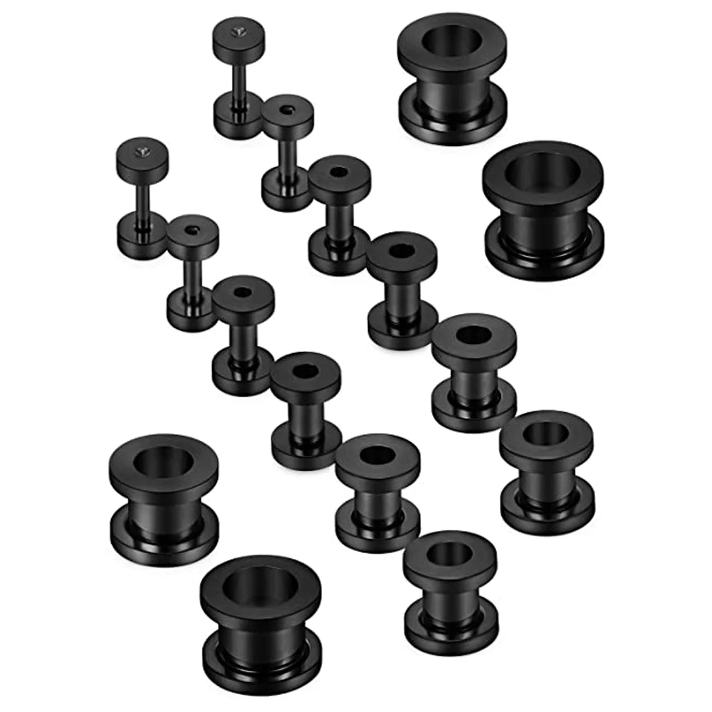 Screw-Fit-Ear-Gauges-Surgical-Steel-Tunnel-Expander-Earrings-Earlobe ...