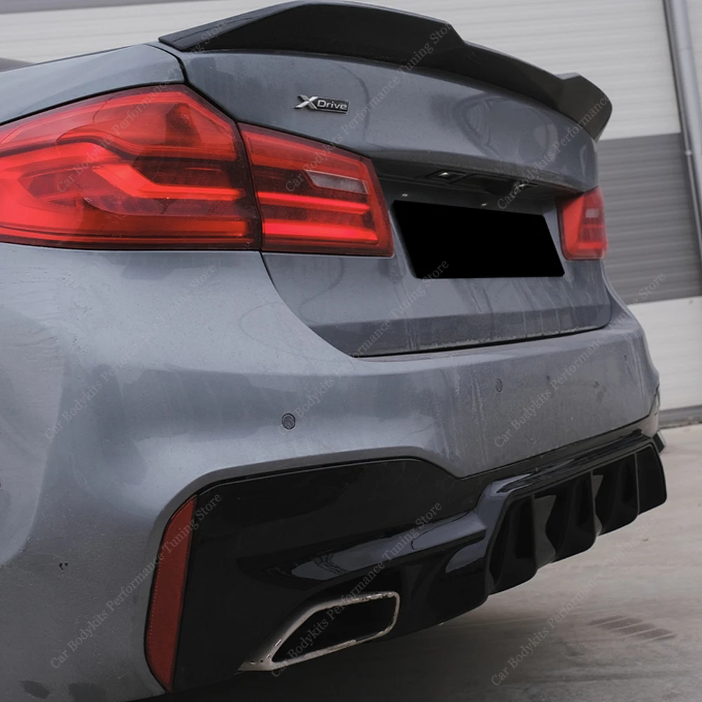 For-BMW-G30-G31-M5-Style-Gloss-Black-Rear-Diffuser-530i-530d-540i-530e ...