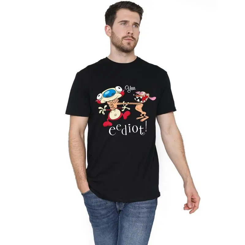 Ren And Stimpy You Eediot T-Shirt S-2XL, Black - AliExpress 200000343