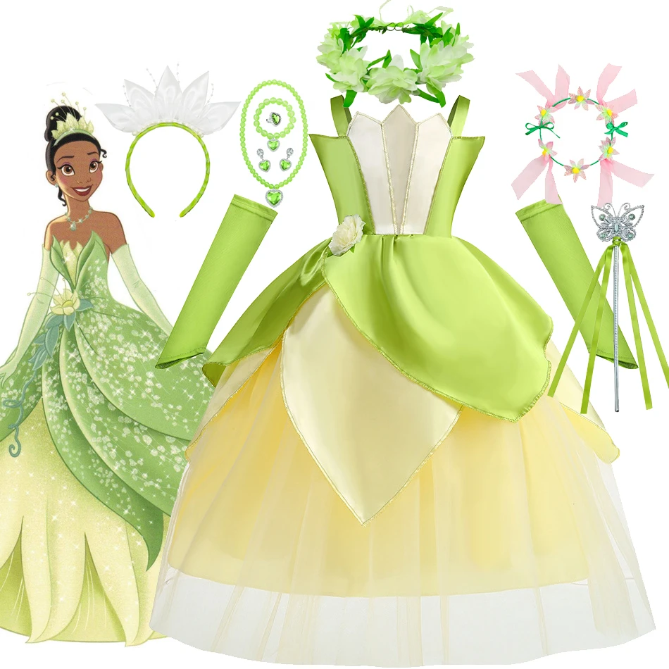 Disney Fancy Tiana Dress The Princess and the Frog Cosplay Flower ...