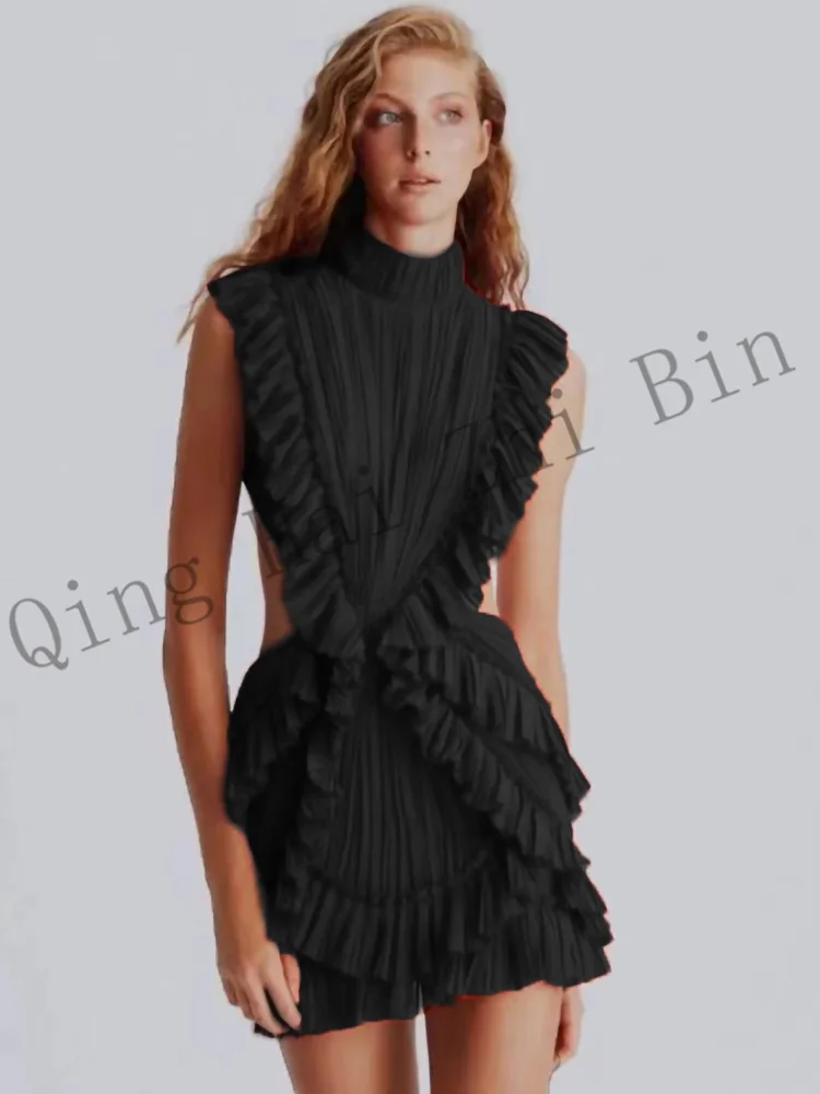 S1202-BOHO-Sexy-Black-Girl-Mini-Short-Chiffon-Ruffles-Formal-Evening ...