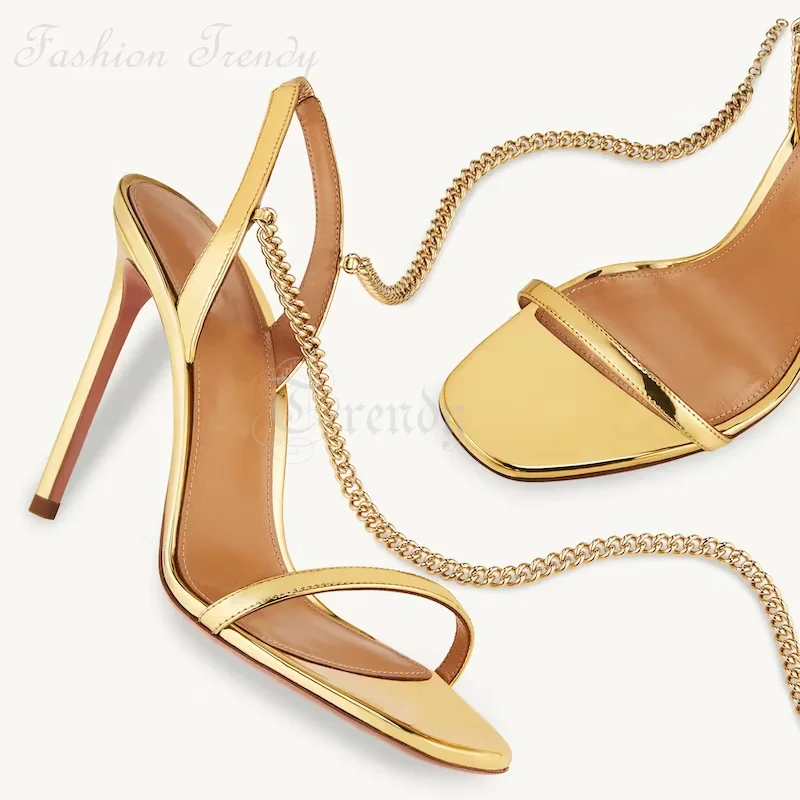 Black Heels With Gold Rope Chain