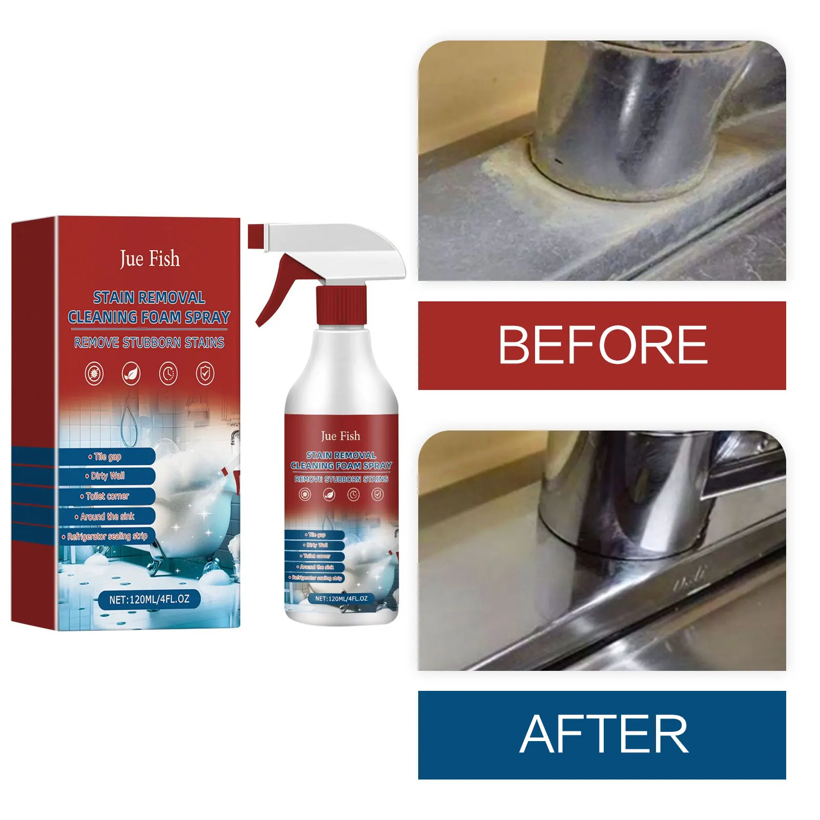 120ml Bathroom Cleaning Spray Bathtub Descaling Cleaner Washbasin ...
