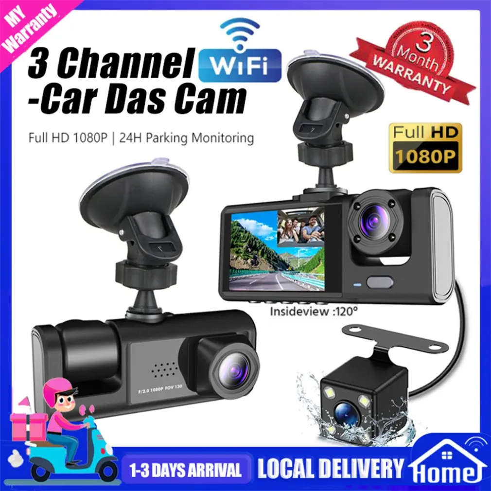 Carro-tra-o-Cam-com-Wi-Fi-3-canais-carro-DVR-ve-culo-Camera-Recorder ...