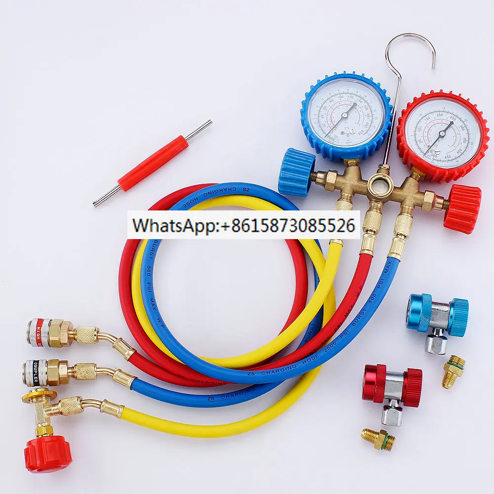 Automotive-air-conditioning-fluorimeter-dual-gauge-tool-set-pressure ...