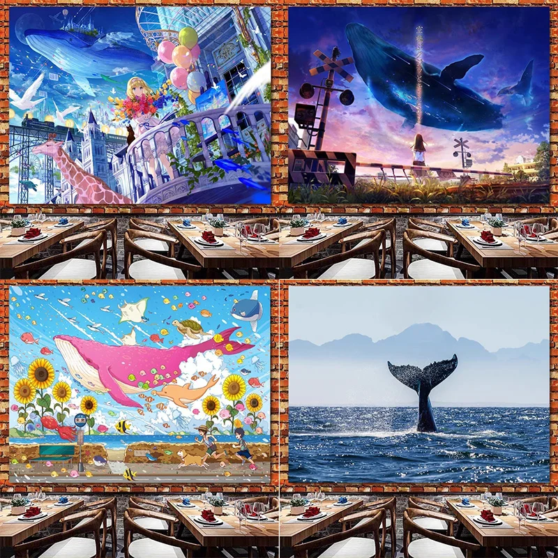 Whale Ocean Wall Decor Tapestry Home Living Room Tapestry - AliExpress 15