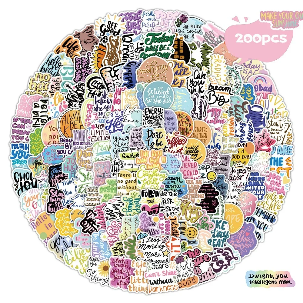 200 Inspirational Stickers Set, Waterproof Positive Vibes Decals for ...