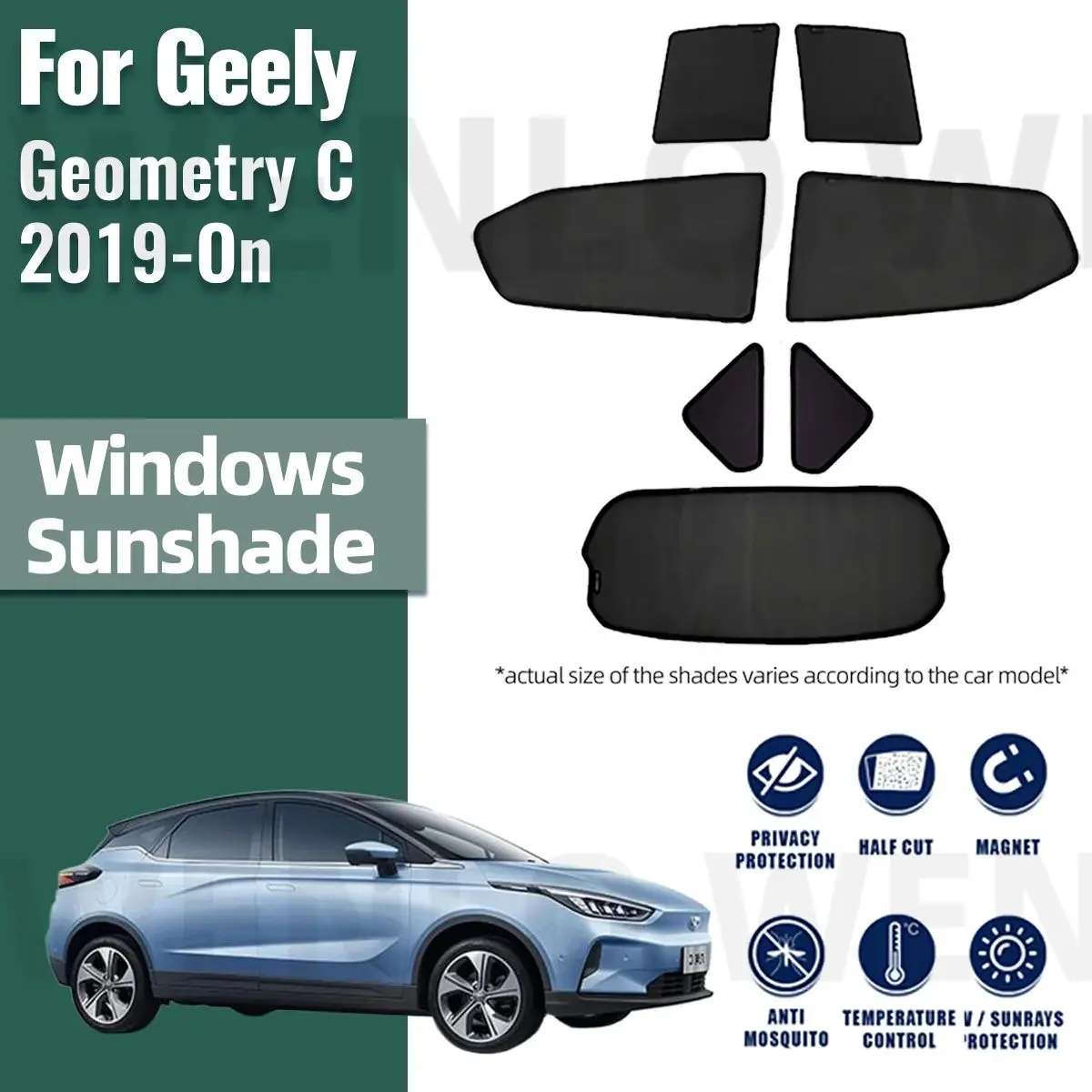 For Geely Geometry C 2019-2024 Magnetic Car Sunshade Customized Side ...