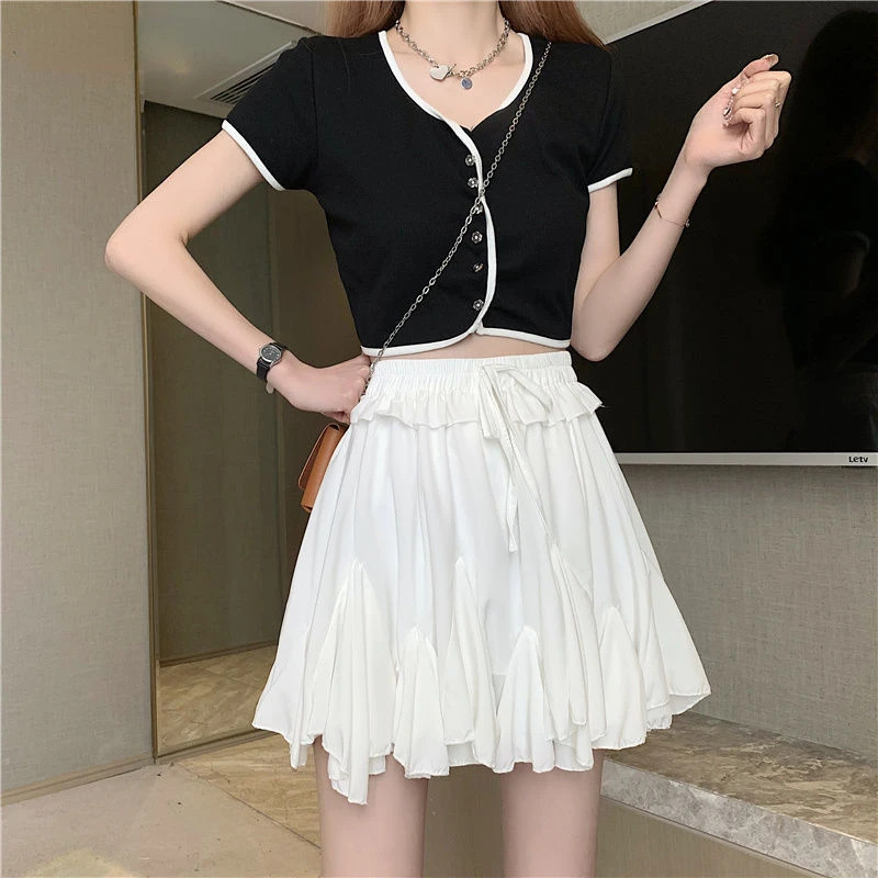 Skirts-Women-Pleated-High-Waist-Fashion-Solid-Korean-Style-All-match ...