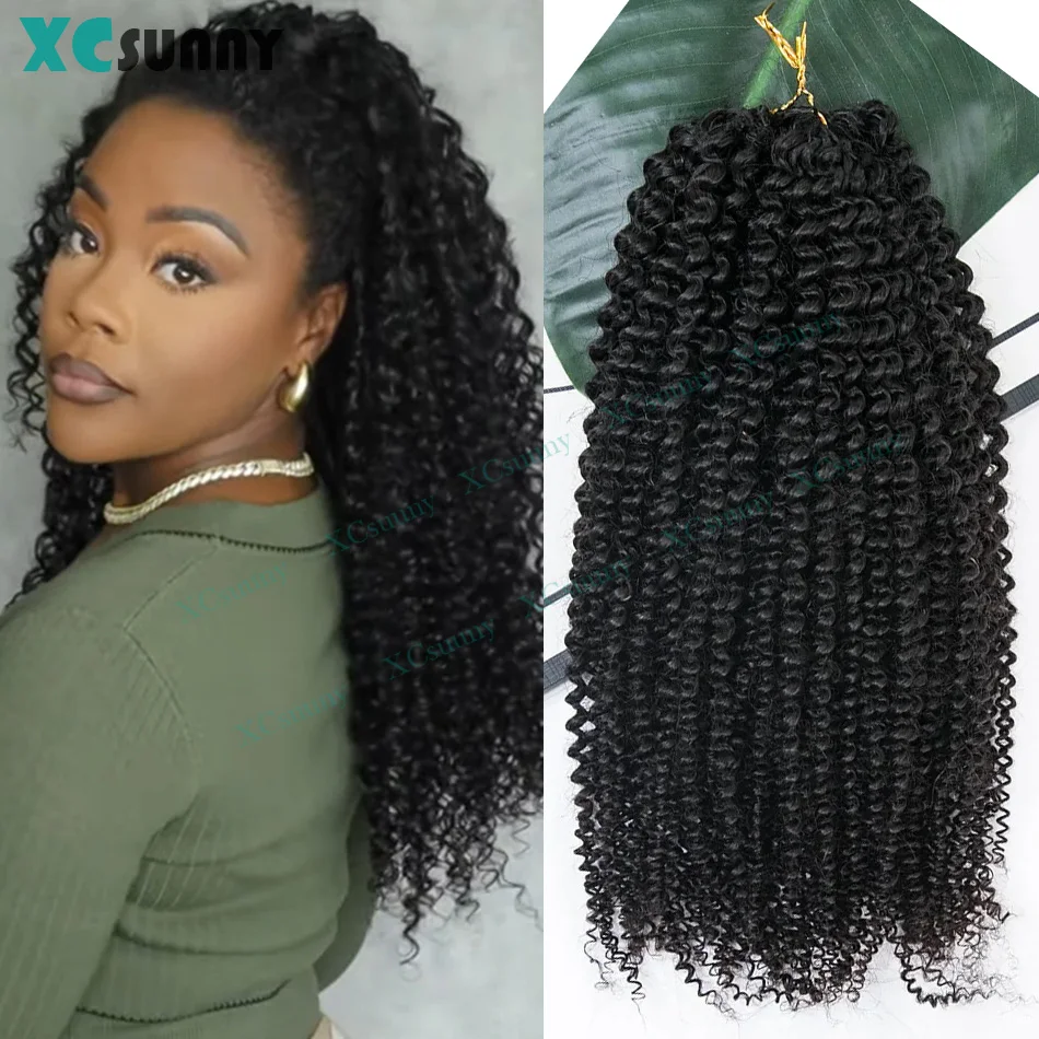 Extensions de cheveux humains au Crochet, cheveux crépus bouclés, nœud ...