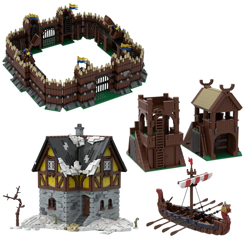 Modular Viking Palisade Tower Watchtower Boat Medival Scene Model ...