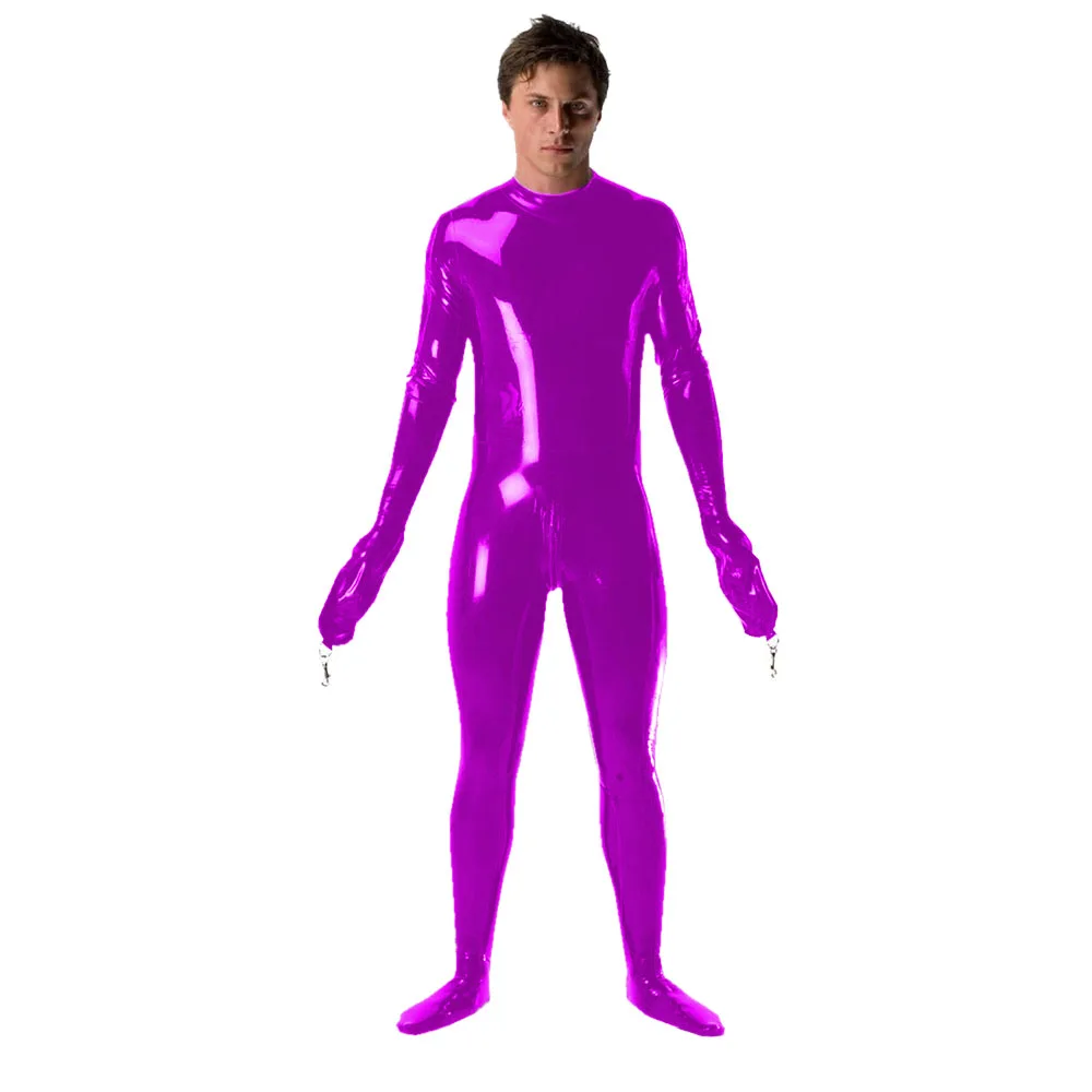 Sexy-Wet-Look-One-pieces-Bodysuit-Exotic-Fetish-PVC-Bondage-Jumpsuit ...