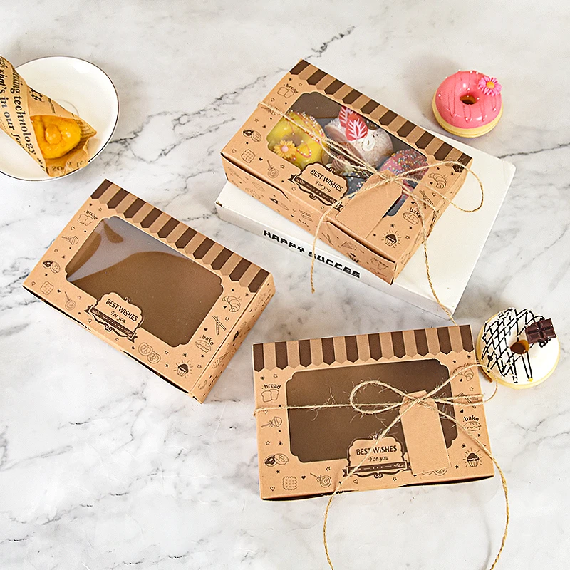 12PCS-Cookie-Bakery-Boxes-With-Window-Kraft-Paper-Dessert-Cake-Pastry ...