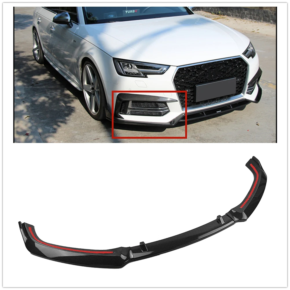 Front Bumper Spoiler Lip For Audi A4 B9 S4 Sedan Sport Model 2017-2019 ...